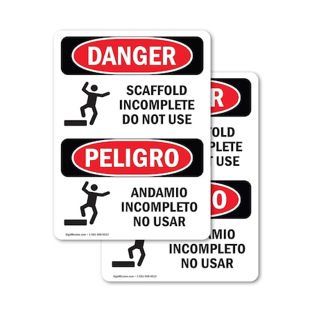 Signmission Scaffold Incomplete Do Not Use Bilingual, 5 in W x ...
