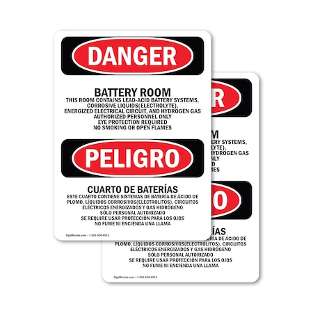 Signmission Battery Room Bilingual, 5 in W x Rectangle, Vinyl Decal OS ...