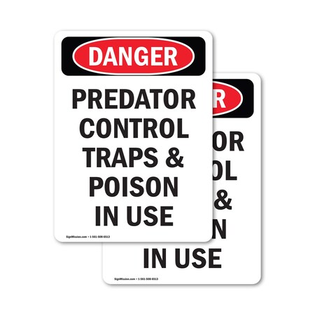 Signmission Portrait Predator Control Traps Danger Sign, Vinyl Decal ...