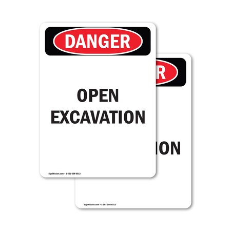 Signmission Open Excavation Danger Sign, Vinyl Decal, 7in W x 10in L ...