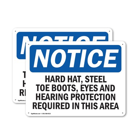 Signmission Hard Hat Steel Toe Boots Eye And Hearing OSHA Notice Sign ...