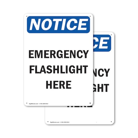 Signmission Emergency Flashlight Here, 7 in W x Rectangle, Plastic OS ...