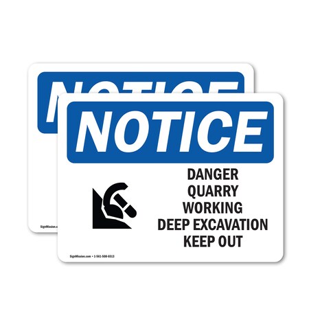 Signmission Danger Quarry Workings Deep Sign With Symbol, 7 in W x ...