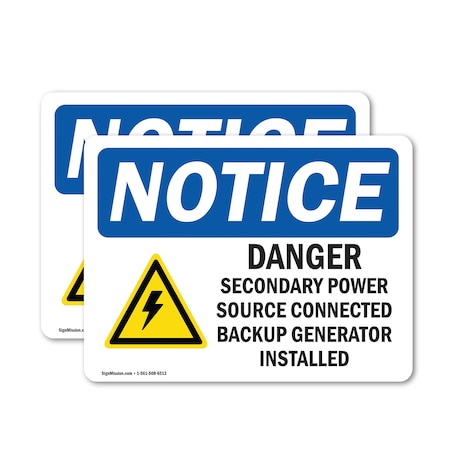 Signmission Danger Secondary Power Source Sign, Vinyl Decal, 5in W x 3 ...