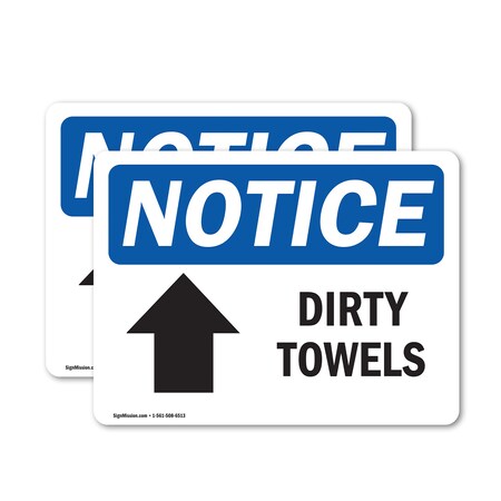 Signmission Dirty Towels (Up Arrow) Sign With Symbol, 24 in W x ...
