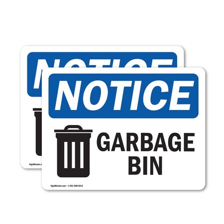 Signmission Garbage Can Sign With Symbol, 10 in W x Rectangle, Vinyl ...