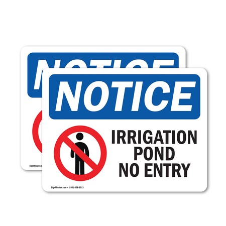 Signmission Irrigation Pond No Entry Sign, Vinyl Decal, 10in W x 7in L ...