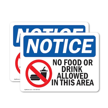 Signmission No Food Or Drink Allowed In This Area Sign With Symbol, 10 ...
