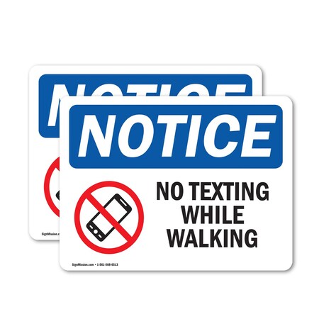 Signmission No Texting While Walking Sign With Symbol, 24 in W x ...