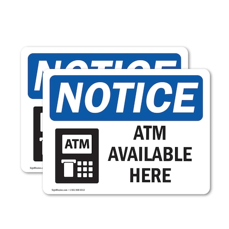 Signmission ATM Available Here, 7 in W x Rectangle, Vinyl Decal OS ...
