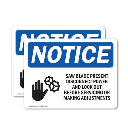 Signmission Saw Blade Present Disconnect Sign With Symbol, 18 in W x ...