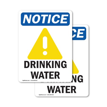 Signmission Drinking Water Sign With Symbol, 5 in W x Rectangle, Vinyl ...