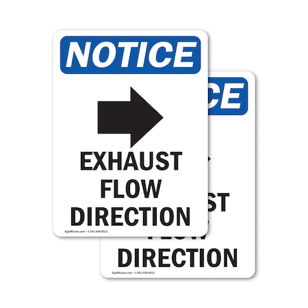 Signmission Exhaust Flow Direction Sign With Symbol, 5 in W x Rectangle ...