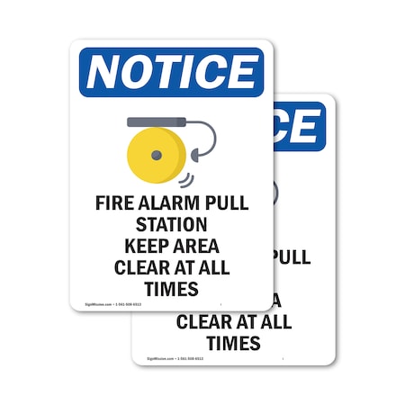 Signmission Fire Alarm Pull Station Sign With Symbol, 5 in W x ...