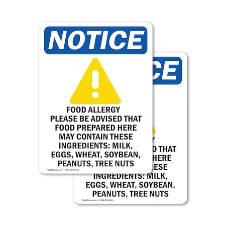 Signmission Food Allergy Notice Sign With Symbol, 3.5 in W x Rectangle ...