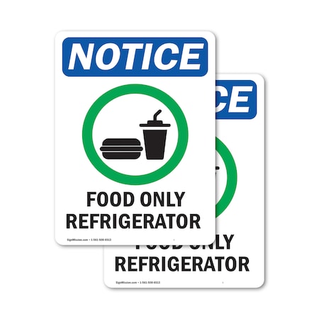 Signmission Food Only Refrigerator Sign With Symbol, 12 in W x ...