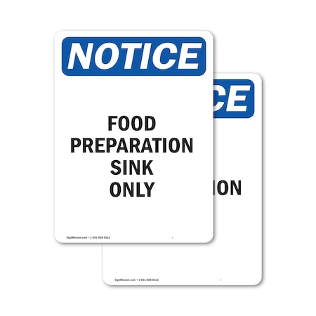 Signmission Food Preparation Sink Only, 5 in W x Rectangle, Vinyl Decal ...