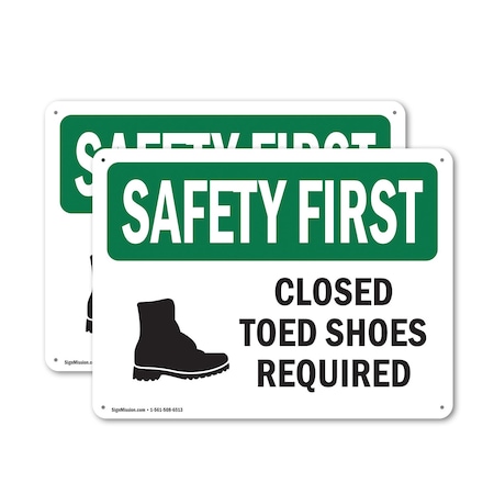 Signmission Closed Toed Shoes Required With Symbol OSHA Safety First ...