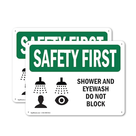 Signmission Shower And Eyewash Do Not Block With Symbol, 18 in W x ...