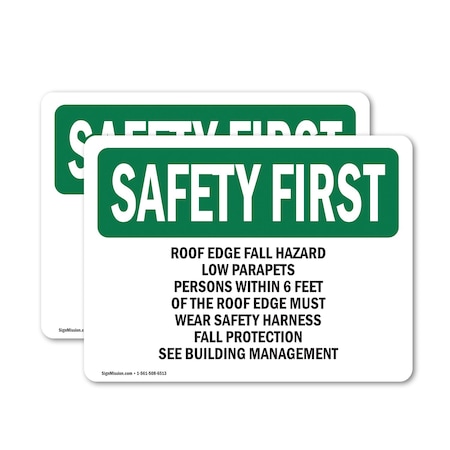 Signmission Roof Edge Fall Hazard Low Parapets Persons OSHA Safety ...
