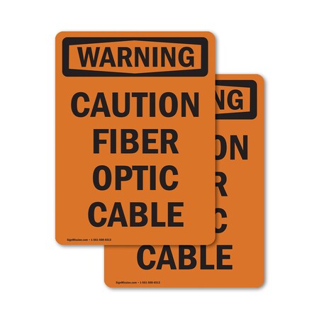 Signmission Caution Fiber Optic Cable OSHA Warning Sign, Vinyl Decal ...