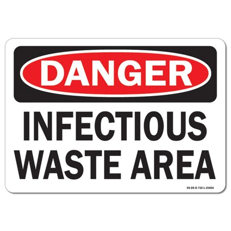 Signmission Safety Sign, OSHA Danger, 7" Height, Infectious Waste Area ...
