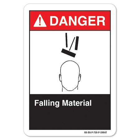 Signmission ANSI Danger Sign, Falling Material, 5in X 3.5in Decal, 3.5 ...