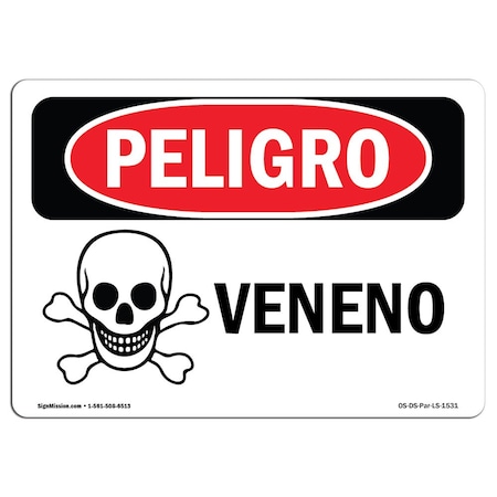 Signmission OSHA Danger Sign, Poison Spanish, 10in X 7in Decal, 10" W ...