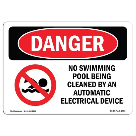 Signmission Safety Sign, OSHA Danger, 3.5" Height, No Swimming Cleaned ...
