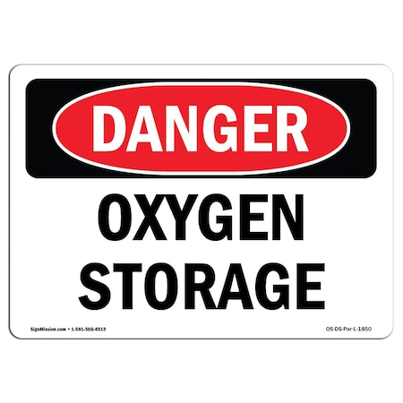 Signmission Safety Sign, OSHA Danger, 5" Height, Oxygen Storage ...