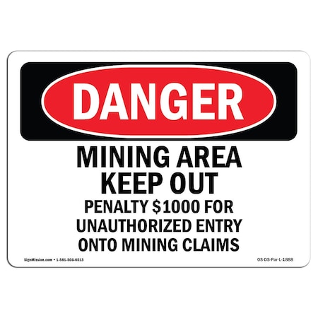 Signmission Safety Sign, OSHA Danger, 12" Height, 18" Width, Aluminum ...