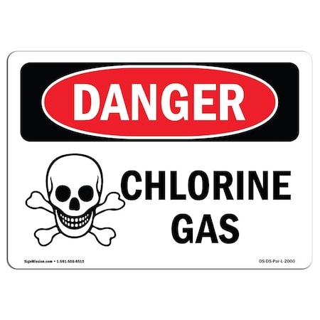 Signmission Safety Sign, OSHA Danger, 7" Height, 10" Width, Chlorine ...