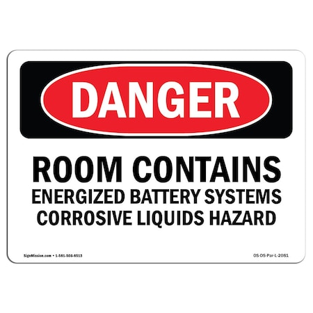 Signmission Safety Sign, OSHA Danger, 18" Height, 24" Width, Room ...