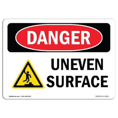 Signmission Safety Sign, OSHA Danger, 10" Height, Aluminum, Uneven ...