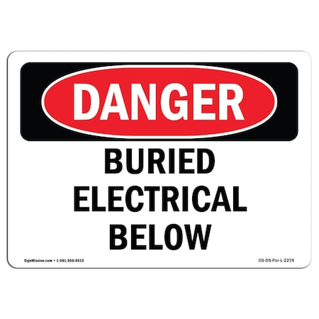 Signmission Safety Sign, OSHA Danger, 5" Height, 7" Width, Buried ...