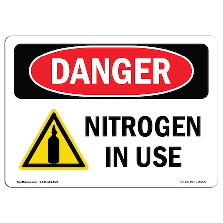 Signmission Safety Sign, OSHA Danger, 7" Height, 10" Width, Nitrogen In ...