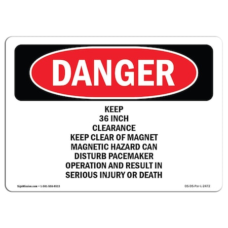 Signmission Safety Sign, OSHA Danger, 12" Height, Aluminum, Keep 36 ...