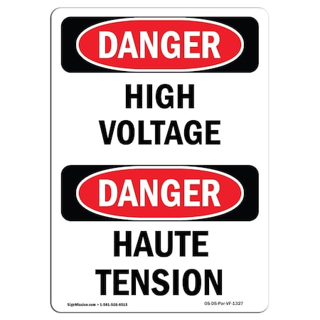 Signmission Safety Sign, OSHA Danger, 24" Height, High Voltage ...