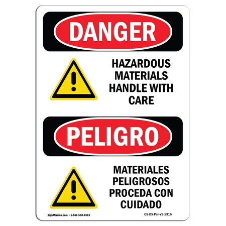 Signmission Safety Sign, OSHA Danger, 14" Height, Aluminum, Hazardous ...