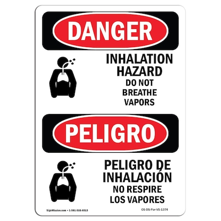 Signmission Safety Sign, OSHA Danger, 7" Height, Inhalation Hazard ...