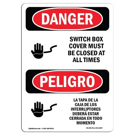 Signmission Safety Sign, OSHA Danger, 10" Height, Aluminum, Switch Box ...