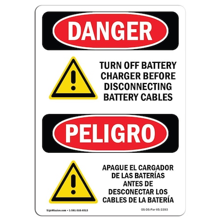Signmission Safety Sign, OSHA Danger, 18" Height, Rigid Plastic, Turn ...