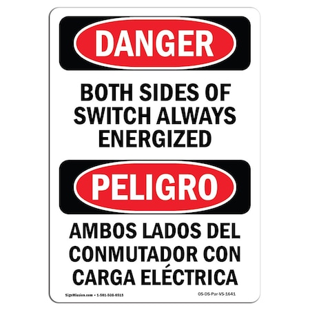 Signmission Safety Sign, OSHA Danger, 18" Height, Both Sides Of Switch ...