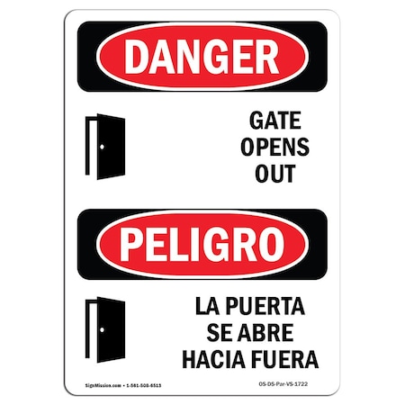 Signmission Safety Sign, OSHA Danger, 18" Height, Aluminum, Gate Opens ...