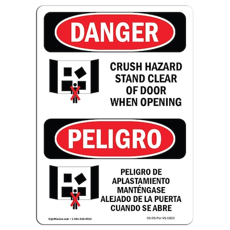 Signmission Safety Sign, OSHA Danger, 18" Height, Aluminum, Crush ...
