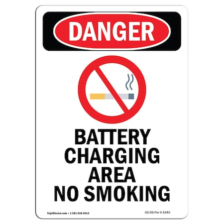 Signmission Safety Sign, OSHA Danger, 7" Height, Battery Charging Area ...