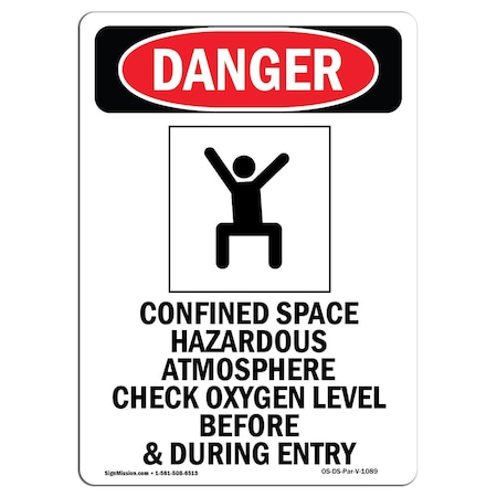 Signmission OSHA Danger Sign, Confined Space Hazardous, 7in X 5in Decal ...