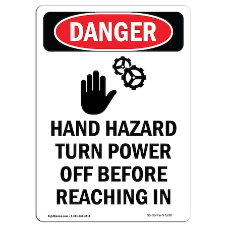 Signmission OSHA Sign, Hand Hazard Turn Power, 7in X 5in Decal, 5" W, 7 ...