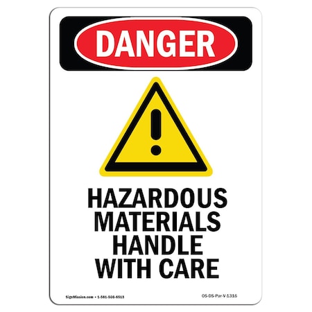 Signmission Safety Sign, OSHA Danger, 10" Height, Hazardous Materials ...