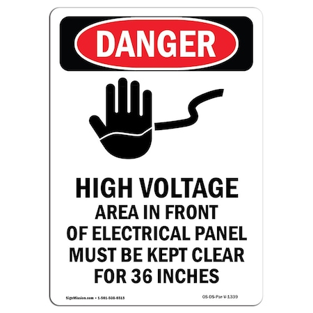 Signmission Safety Sign, OSHA Danger, 7" Height, High Voltage Area In ...